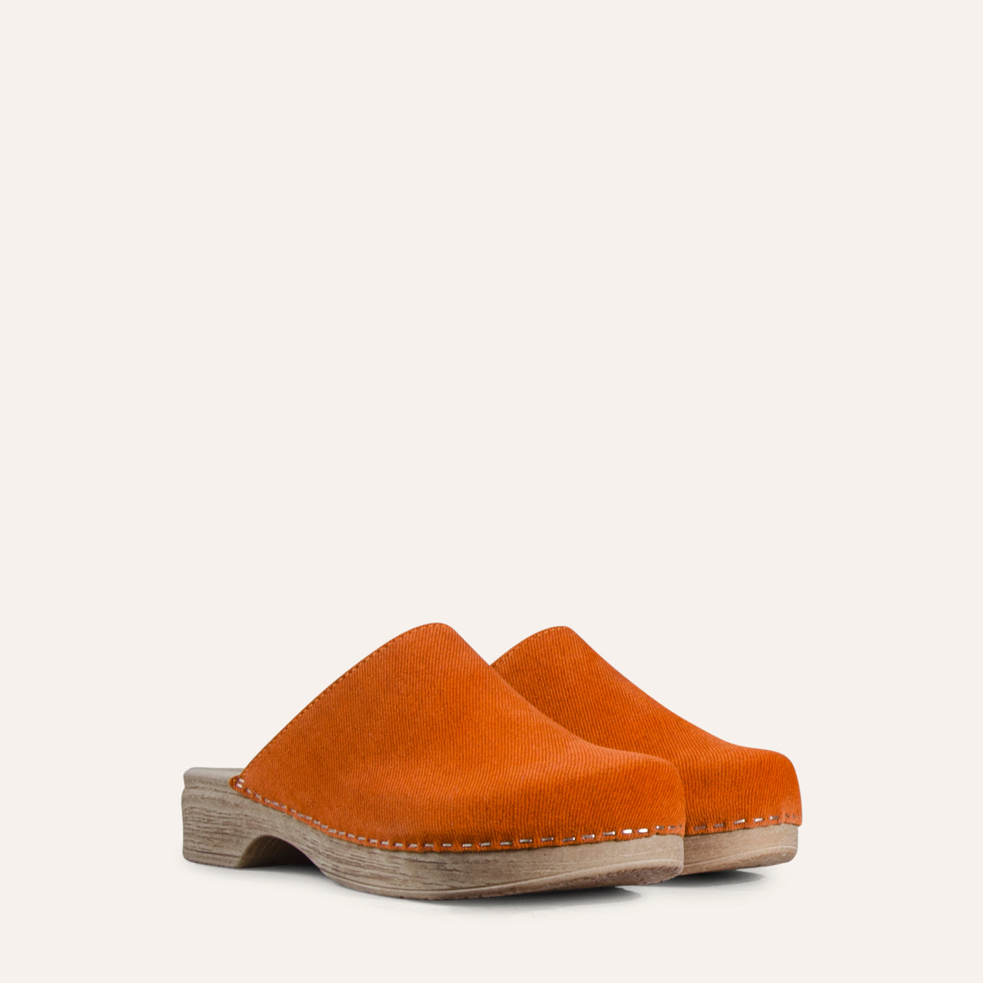 Calou Clogs - Helena Orange suede classic clog with low heel