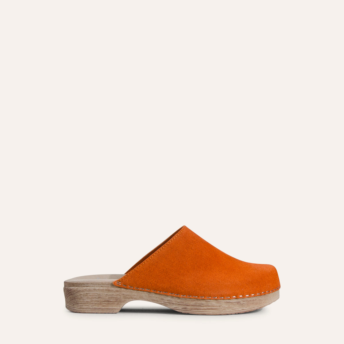 Calou Clogs - Helena Orange suede classic clog with low heel
