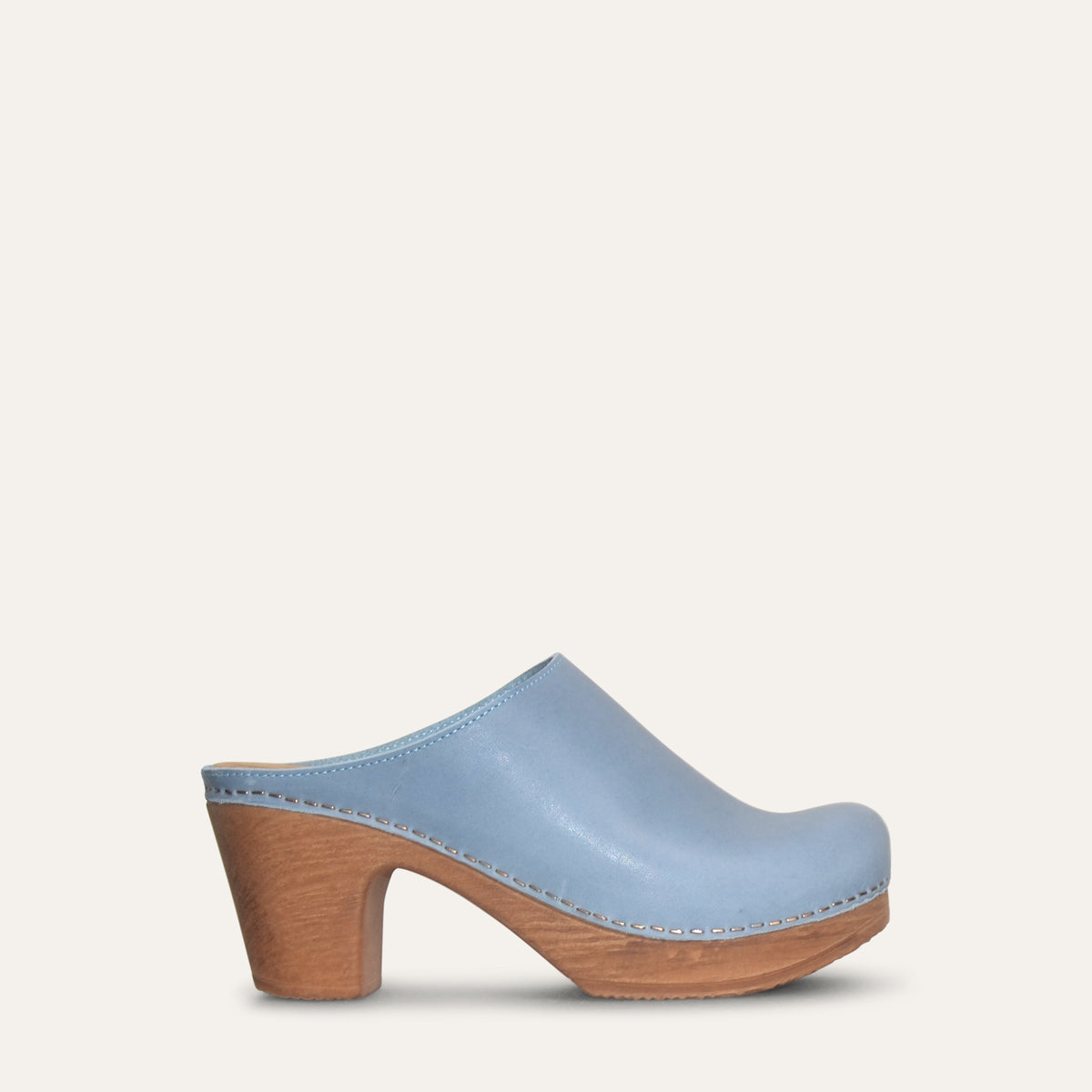 Calou Clogs | Lisa Blue Slip On Soft Clog with heel