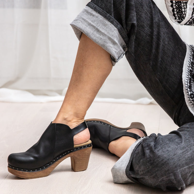 Calou Stockholm | Tyra Black Slingback High Heel Clog
